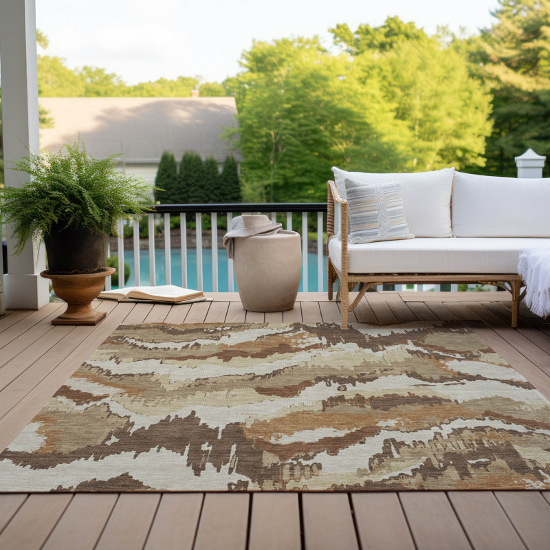 Langley Street Malek Washable Abstract Indoor / Outdoor Rug | Wayfair
